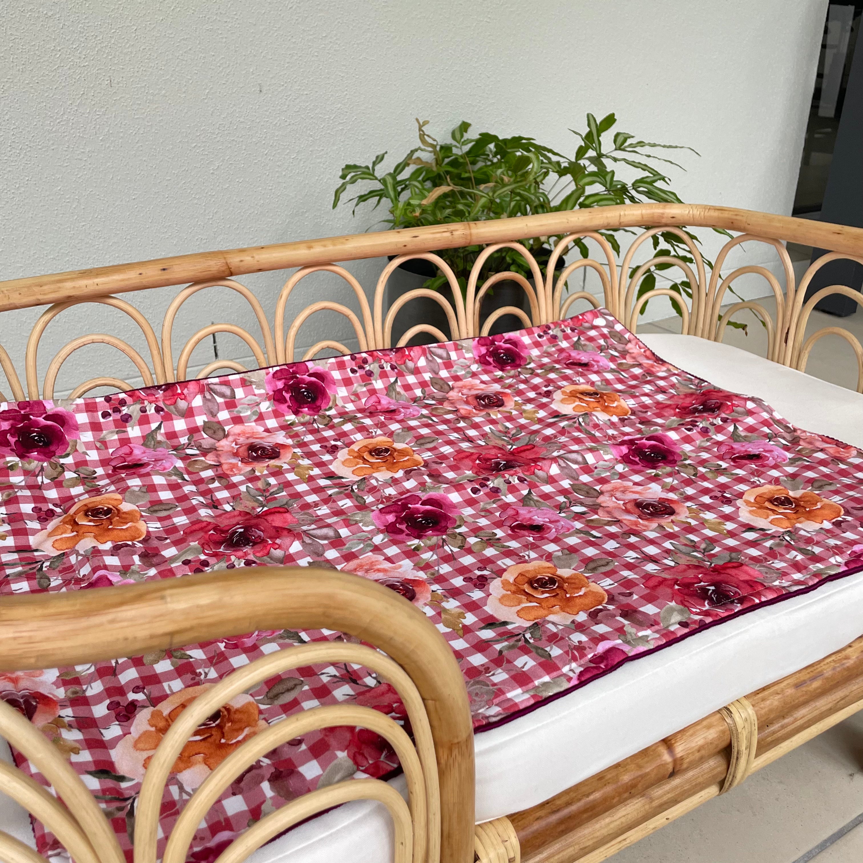 Raspberry Gingham & Floral Cafe Mat – Koko Kapoochie